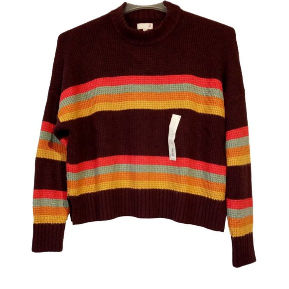 SO | Sweaters | Burgundy Stripe Mock Neck Sweater Juniorswomens Size 3x ...